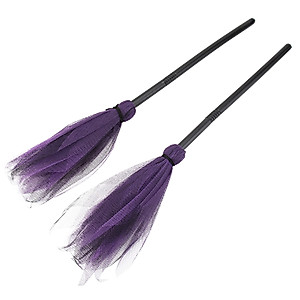 VICASKY 2pcs Halloween Kid Witches Broom Costume Accessories Retractable Plastic Witch Broomstick Cosplay Props Party Decoration for Halloween (Random Color)