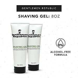 Gentlemen Republic 8oz Shaving Gel - 100% Alcohol-Free, Lather and Dye-Free Formula with Maximum Glide for Comfort, Made in the USA