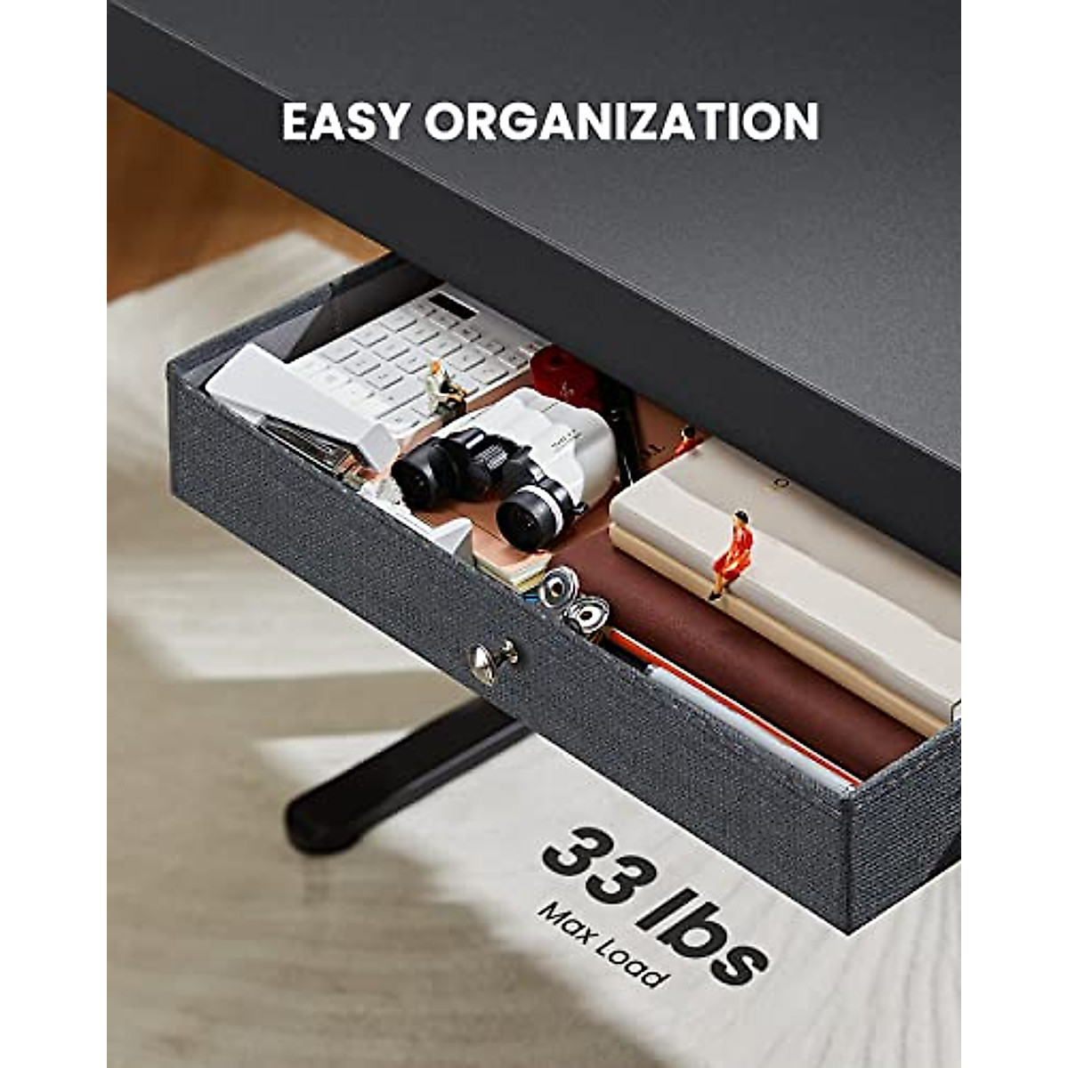 ErGear Electric Standing Desk with Drawer, Adjustable Height Sit Stand Up Desk, Home Office Desk Computer Workstation, 55x28 Inches, Black