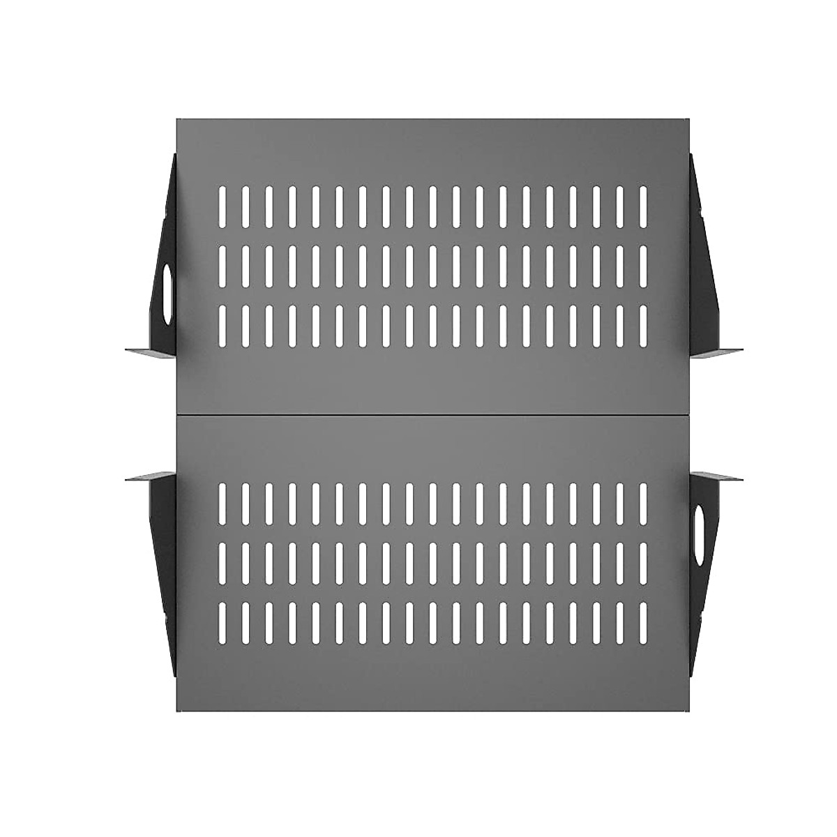 Jingchengmei 2U Cantilever Server Shelf Rack Mount-19 Inch 2 Piece Set Center Weighted for AV/Data Equipment Enclosure (2U2PC10V, black)