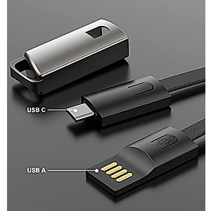 ApexOne USB C Charger Cable, Portable Keychain 0.75ft Short Type-C Charging & SYNC Nylon Braid Cord, Compatible with Samsung S9 S8 Note 9 8 LG V30 G6 Oneplus