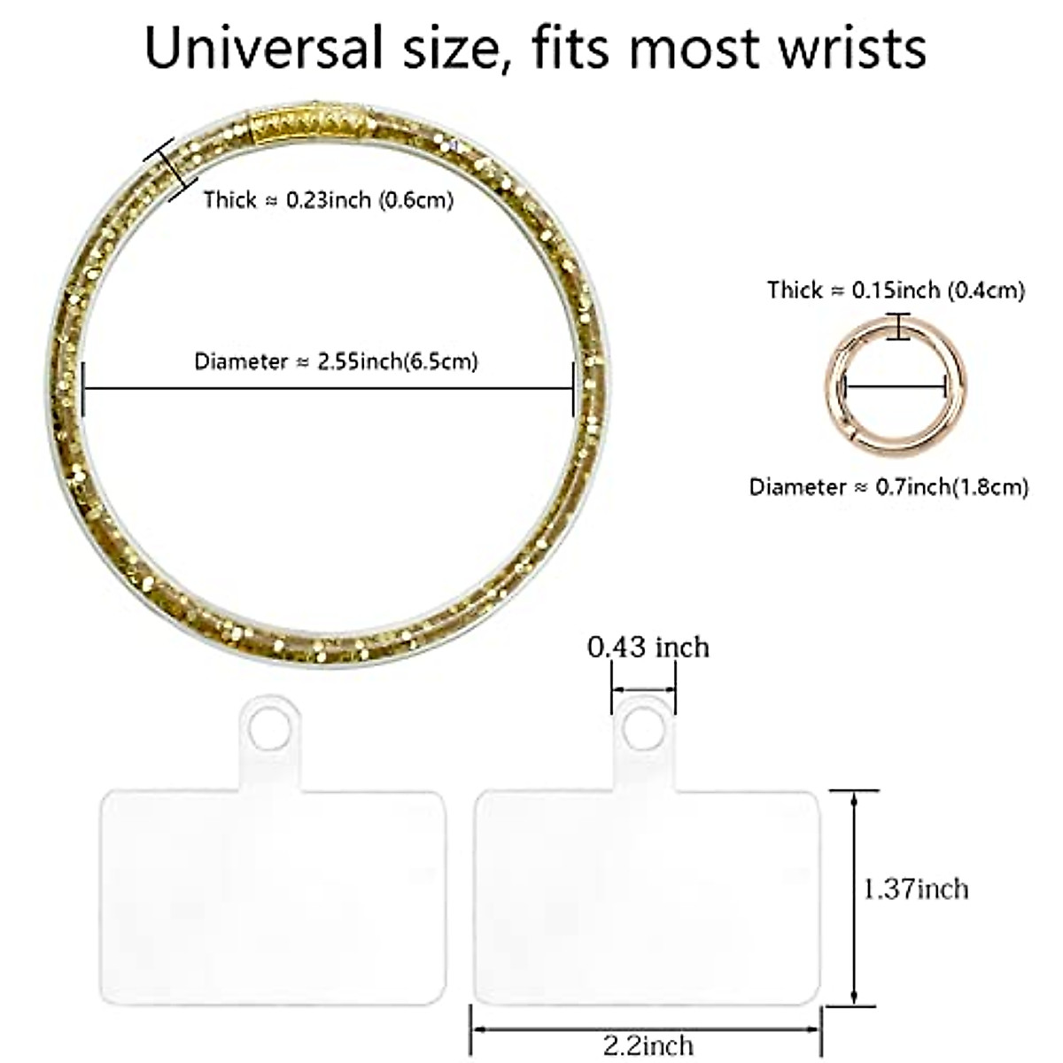 BERITNI Wrist Lanyard, Fashion Bling Phone Lanyard Wrist Strap Keychain Holder, Cell Phone Wrist Strap Loop, Silicone Phone Wristlet Charm Compatible with iPhone, Smartphones, Yellow + Gold