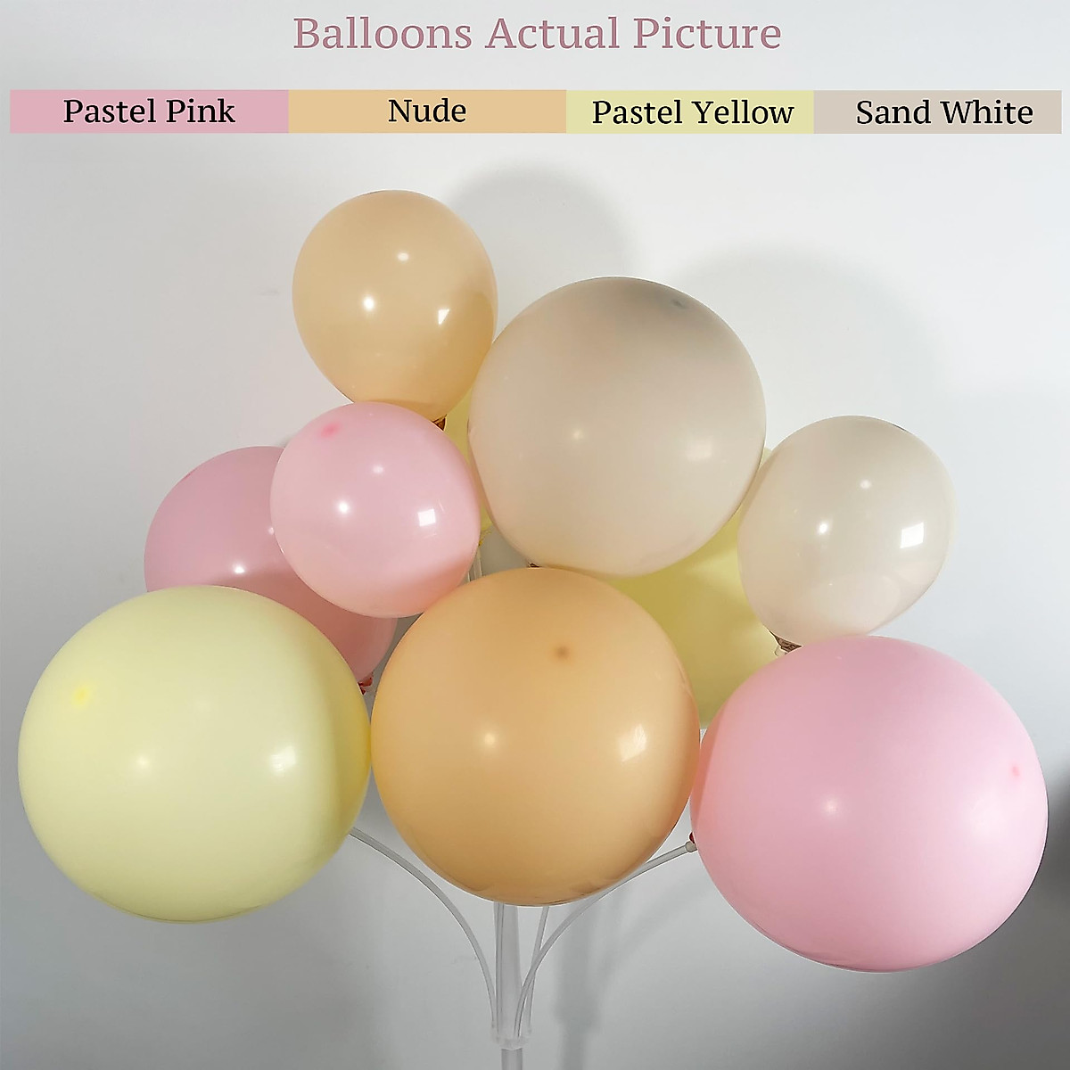 BlissBash 125PCS Pastel Pink, Light Yellow, Nude and Sand White Balloon Arch Garland Kit - Macaron Balloons for Baby Shower, Birthday, Bear Theme Party Decorations