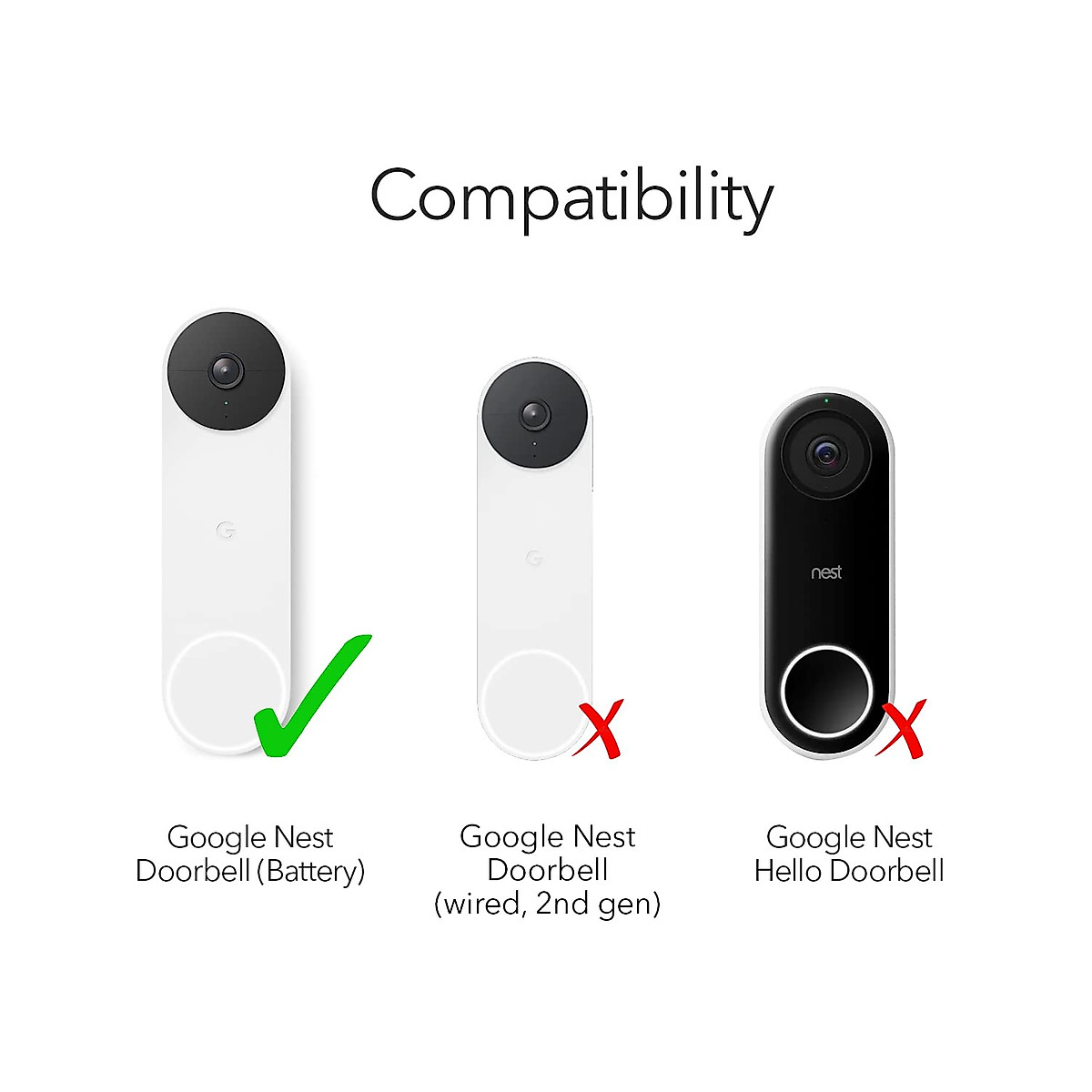Wasserstein Vertical Adjustable Mount for Google Nest Doorbell (Battery) - Made for Google Nest