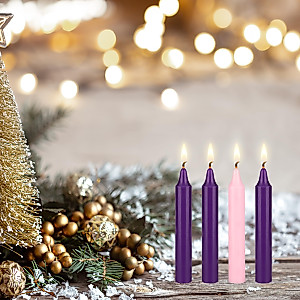 Christmas Advent Unscented 5" x 3/4" Taper Candles Pack of 4