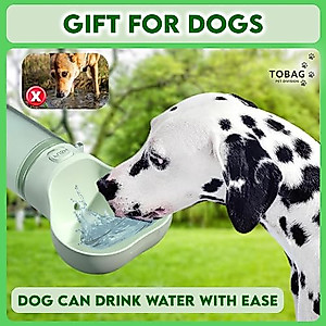 Dog Water Bottle Portable - Leak Proof Dog Travel Water Bottle for Outdoor Walking and Hiking - Dog Water Bottle Dispenser with Two Poop Bags - Green Water Bottle for Dogs with Bowl (10oz)
