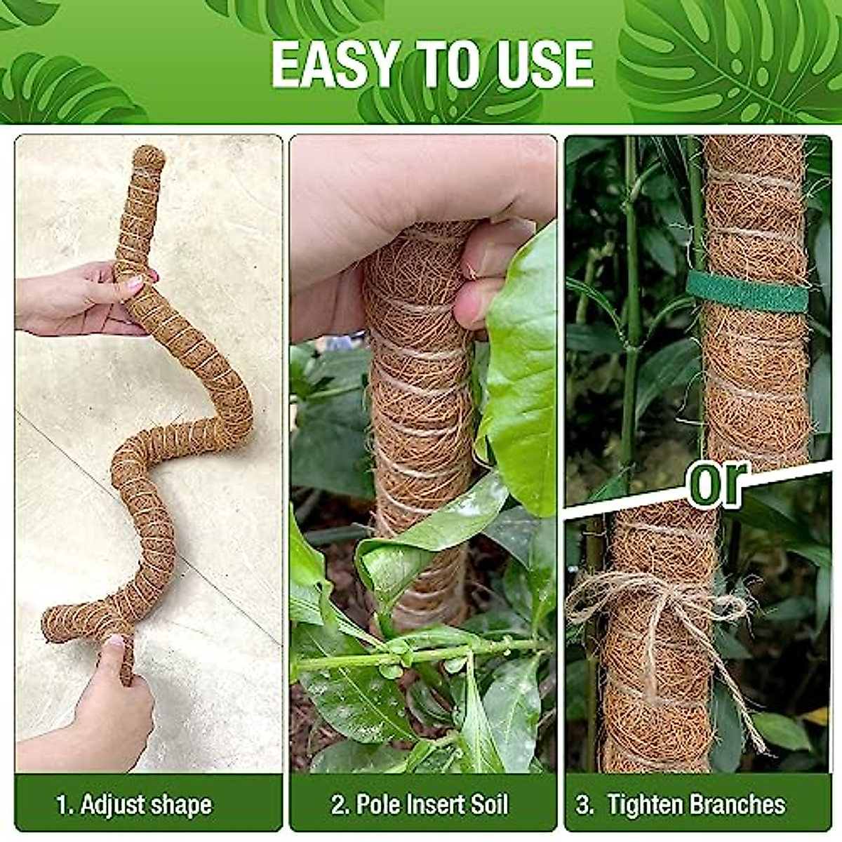 47 Inch Moss Pole for Plants Monstera, Bendable Plant Stakes for Climbing Plants, Monstera Moss Pole, Bendable Coco Coir Plant Support, Plant Sticks Support for Indoor Plants (1 Pack)