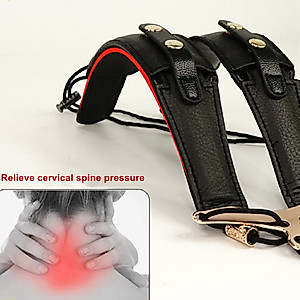 Miwayer Saxophone Shoulder Strap Double Shoulder Leather Strap Comfortable Padded Handmade For Baritone Alto Tenor Soprano Baritone Sax