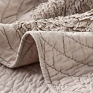 ABREEZE Cotton Rustic Quilt Sets Quilt and Coverlet Set Shabby Farmhouse Bedding Sets Bedspread Taupe Grey King 3D Classic Floral Patterns