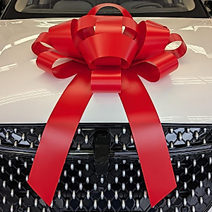 CarBowz Big Red Car Bow, Giant Bow, Non Scratch Magnet, Weather Resistant Vinyl, Fully Assembled