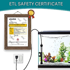 hygger ETL Certification Aquarium Heater, 50W/100W/200W/300W Submersible Fish Tank Thermostat Heater with Adjust Knob Suction Cup for Small Betta Coral Saltwater and Freshwater