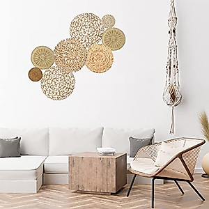 Boho Wall Basket Decor set of 8 (Size: 4.3"-15"), Handmade Boho Wall Baskets Decor, Woven Seagrass Wicker Rattan Flat African Baskets Wall Hanging Decor