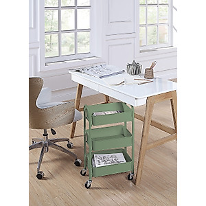SunnyPoint 3-Tier Delicate Compact Rolling Metal Storage Organizer - Mobile Utility Cart Kitchen/Under Desk Cart with Caster Wheels (Turq, Compact (15.5" X 26.8" X 10.27"))