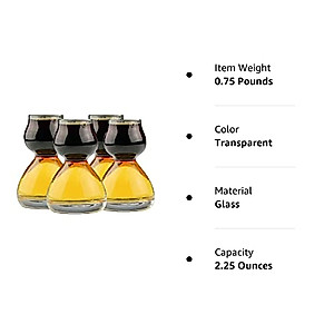 QUAFFER Double Bubble Layered Shot Glass Plus Recipe Card – Chaser Shot Glass Jigger for Smooth Shots – Fun Unique Split Shot Glasses Barware (1.25oz Top & 2.25oz Bottom, Set of 4)