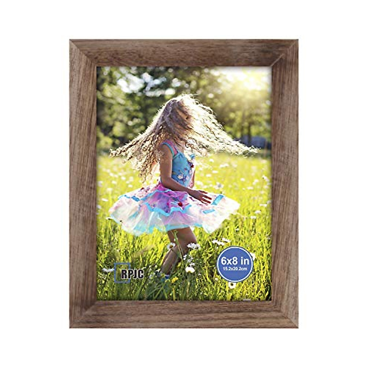 RPJC 6x8 inch Picture Frame Made of Solid Wood and High Definition Glass Display Pictures for Table Top Display and Wall Mounting Photo Frame with Stand Carbonized