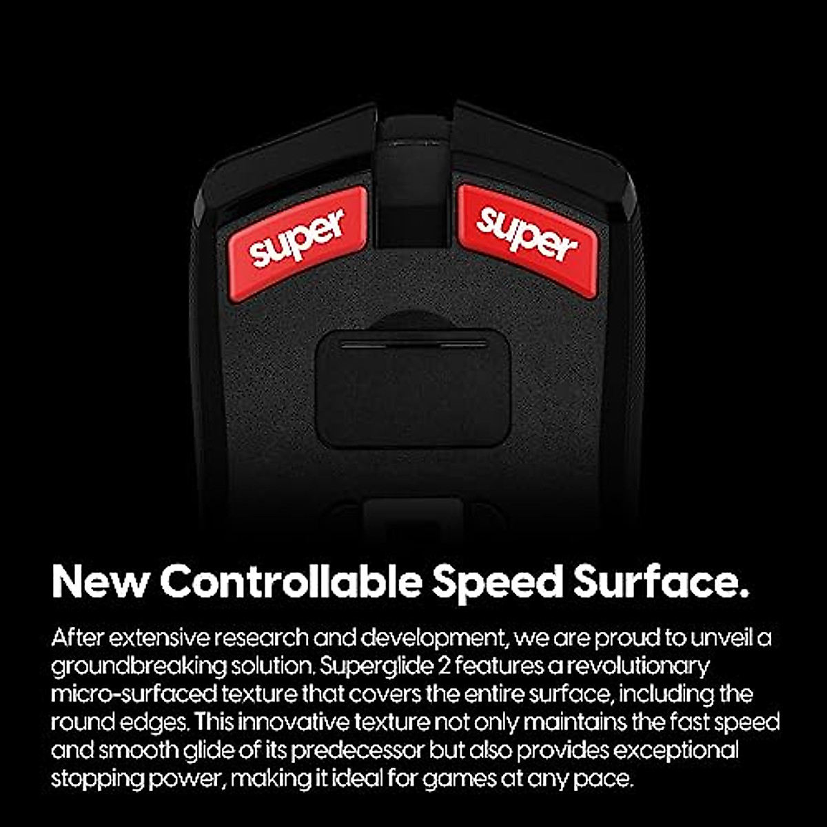 Superglide2 - New Controllable Speed Textured Surface Smoothest Mouse Feet/Glides Made with Ultra Strong Glass Smooth and Durable Sole for Razer Viper Ultimate [Red]