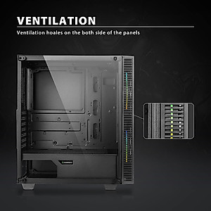 Gaming Case Mid-Tower with Tempered Glass Side Panel, 2x200mm ARGB Fans Included, GAMEMAX Black Hole