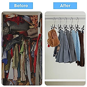 24Pack Pants Skirt Hangers with Clips, Adjustable Skirt Hangers for Women Non Slip Closet Organizers and Storage Space Saving Shorts Hangers for Pants Jeans Leggings Skirts Shorts Hats Clothes(Black)