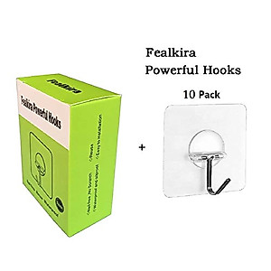 Fealkira Adhesive Wall Hooks 13.2lb(Max) Utility Stainless Steel Hook for Towel Bathrobe Coats,Bathroom Kitchen Waterproof and Oilproof Nail Free Transparent Heavy Duty Hook & Ceiling Hanger(10pcs)