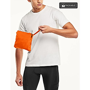 TSLA Men's Cycling Waterproof Jacket, Reflective Hoodie Windbreaker, Packable Bike Rain Jackets with Back Pocket, Cycling Neon Yellow, X-Large