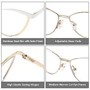 Zeelool Women's Metal Browline Cat Eye Glasses Frame with Clear Lens Sydney FM0125-04 Gold