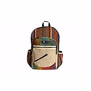 Zillion Craft himalayan hemp back pack. Hand made Bohemian style large size back pack for school , college. Multi pocket laptop back pack.