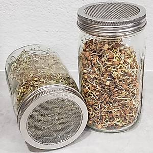 2 Pack Mason Jar Sprouting Lids - 316 Surgical Stainless Steel Sprouting Lids for Wide Mouth Mason Jars - Screen Mesh Strainer, Sprouter Kit for Alfalfa & Broccoli Seeds - Rust-Proof, Dishwasher Safe
