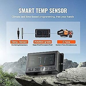 VEVOR Inline Duct Fan, 4-Inch 205 CFM with Temperature Humidity Controller, Quiet EC-motor Ventilation Exhaust Fan for Cooling Booster, Grow Tents, Hydroponics