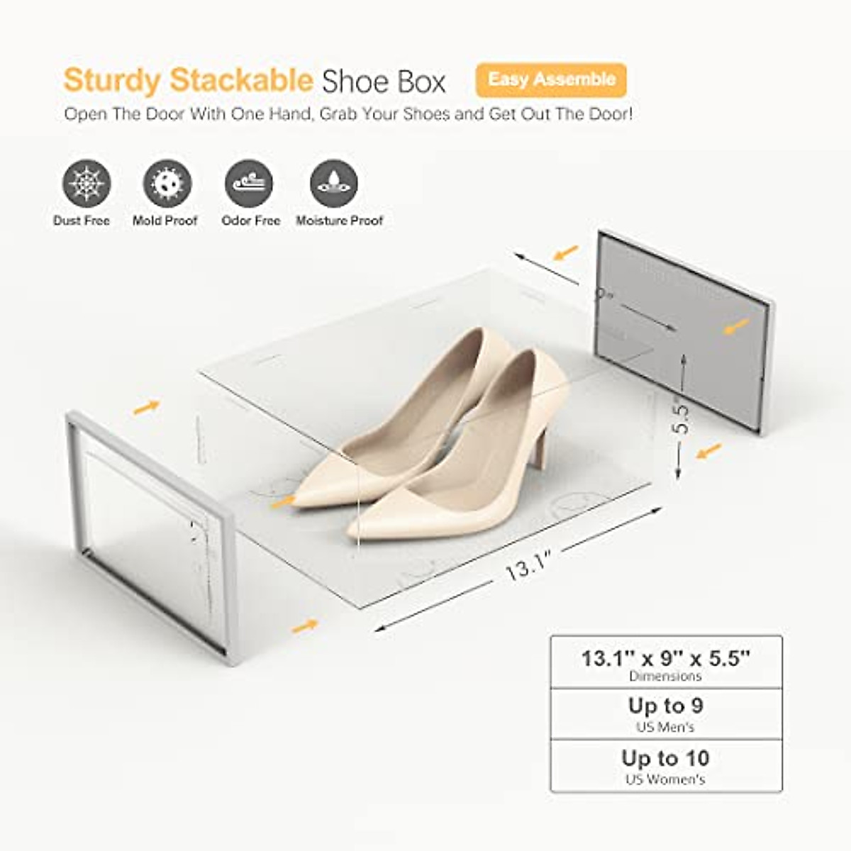 bonusuper 12 Pack Large Storage Boxes, Organizer for Closet, Clear Plastic Stackable, Space Saving Shoe Containers Bins Holders Sneaker Display Case