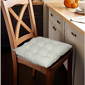 COTTON CRAFT Chair Cushion Pads - Set of 4 - Ellora Natural - Dining Kitchen Office Chair Seat Cushion with Ties - Durable Cotton Fabric - Thick Comfy Poly Fill - Indoor Use - 17x17 in – Natural Ivory