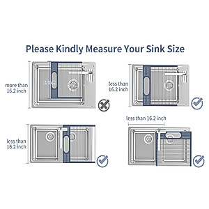 LEMIKKLE Roll Up Dish Drying Rack 17.5" x 15.2" Over The Sink Dish Drying Rack,Multi-Purpose Kitchen Rolling Dish Drainer Foldable SUS304 Stainless Steel Dish Drying Rack