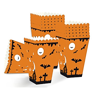 Goroar Cute Classic Haunted House Pumpkin Halloween Popcorn Boxes, Set of 12, Halloween Party Favor Popcorn Treat Boxes