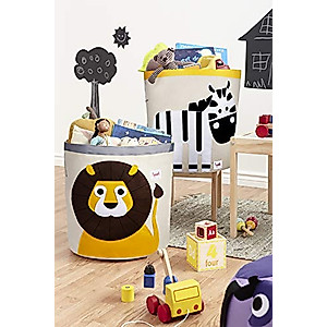 3 Sprouts Canvas Storage Bin - Laundry and Toy Basket for Baby and Kids - Zebra