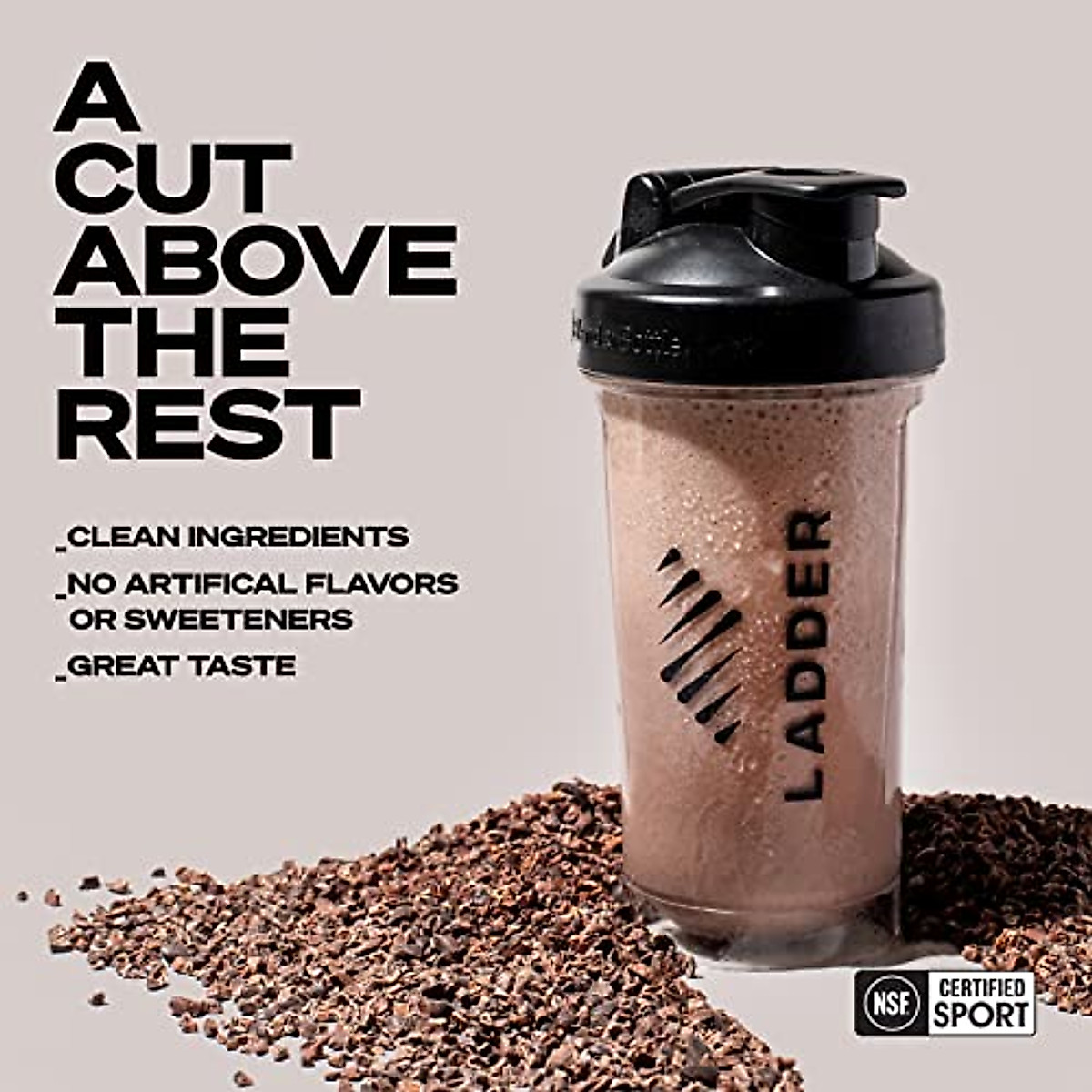 LADDER Grass Fed Whey Protein Powder Packets, 26g Protein for Muscle Gain, 7g BCAAs, 14g EAAs, No Artificial Sweeteners, NSF Certified (Chocolate, Pack of 15)