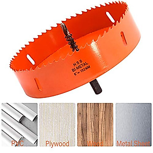 6 inch Hole Saw for Making Cornhole Boards, BI-Metal Heavy Duty Steel Corn Hole Saw , Great 152mm Hole Drill Bit for Cutting Wood, Plastice, Sheet Metal (6in Dia)