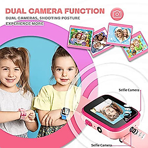 Ziegoal Kids Smart Watch for 3-12 Year Old Girls Toddler HD Dual Camera Smart Watch Multifunction Touch Screen Smartwatch with Game Educational Toys Birthday for Girls Age 4 5 6 7 8 9