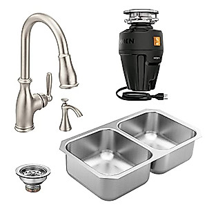 Moen 22036 3-1/2 Inch Kitchen Sink Stainless Steel Basket Strainer with Drain Assembly, Stainless