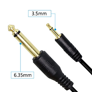 RIIEYOCA 1/8" to 1/4" TS Cable, Gold Plated 3.5mm Mono Male to 6.35mm Mono Male Audio Cable for Amplifier, Speaker,Guitar(2m/6.56ft)