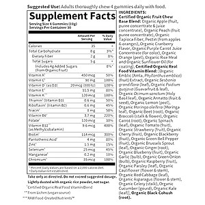 Garden of Life Organics Women 40+ Gummy Vitamins - Berry - Certified Organic, Non-GMO, Vegan, Kosher Complete Multi - Methyl B12, C & D3 - Gluten, Soy & Dairy Free, 120 Real Fruit Gummies