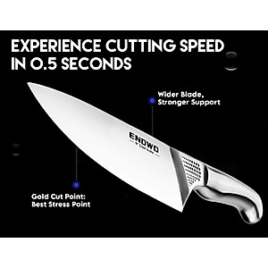 enowo Kitchen Knife Set with Block, 14 Pieces German Stainless Steel Knife Block Set, Hollow Handle Chef Knife Set Built-in Sharpeners Right