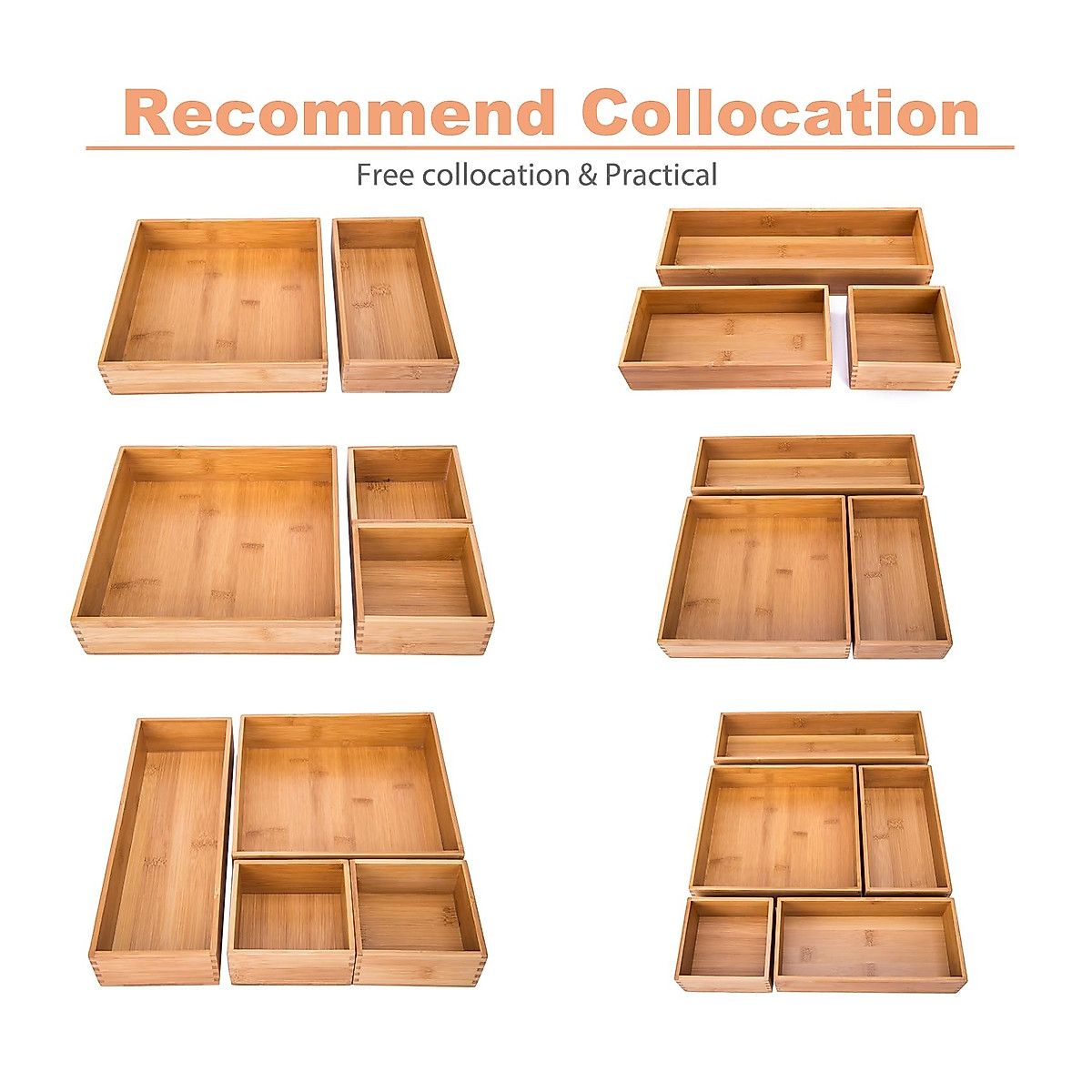 Sansnow Bamboo Kitchen Seasoning Box Tableware Knife Fork Organizer Box, Bamboo 12"*4"