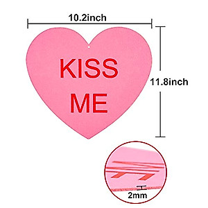 Whaline 14 Pcs Valentine's Day Heart Hanging Decorations, Hanging Candy Heart Felt Garland, Yard Sign Outdoor Lawn Decoration, for Indoor Window Decoration Wedding and Party Supplies