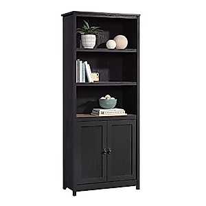 Sauder Cottage Road Library with Doors, L: 29.29" x W: 13.98" x H: 71.50", Raven Oak Finish