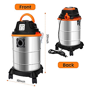 LIGO 4 Gallon Electric Wet&Dry Vacuum Cleaner, 4.0 Peak HP Shop Vacuum with 1 Nozzle and 1 Brush, Stainless Steel Tank, 15 KPA