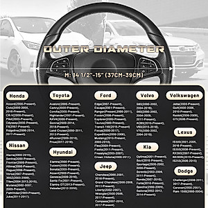 SEG Direct Car Steering Wheel Cover Universal Standard Size 14.5-15 inch, Black Microfiber Leather