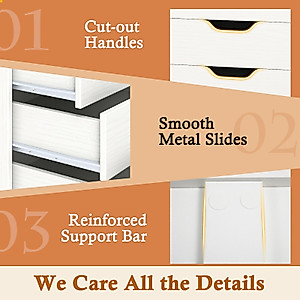 Giantex 5-Drawer Storage Cabinet, Mobile File Cabinet with Drawers, Wheels, Rolling Lateral Filing Cabinet Under Desk, Chest of Drawers, 19.5" x 16" x 25.5" Office Cabinet for Living Room, Study