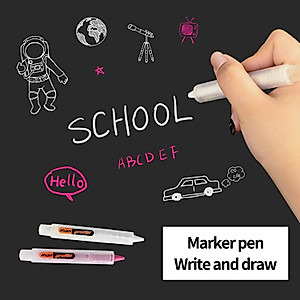 Board2by Magnetic Chalkboard Contact Paper for Wall, 38.9 x 18 Self Adhesive Chalk Board Wallpaper, Blackboard Paper with 46 Magnetic Letters for Kids, Black