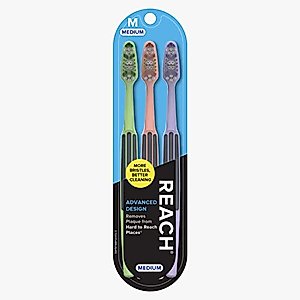 REACH Advanced Design Toothbrushes, Medium, 2-Count