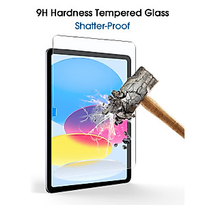 amFilm 2-Pack Glass Screen Protector Compatible with iPad 10th Generation 10.9 Inch (2022), 9H Tempered Glass Screen Protector, Ultra Sensitive, Face ID & Apple Pencil Compatible