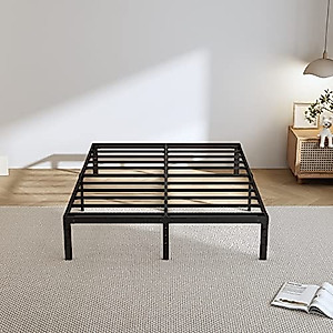 Hafenpo 14 Inch Queen Bed Frame - Durable Platform Bed Frame Non-Slip Metal Bed Frame No Box Spring Needed Heavy Duty Queen Size Bed Frame Easy Assembly Strong Bearing Capacity